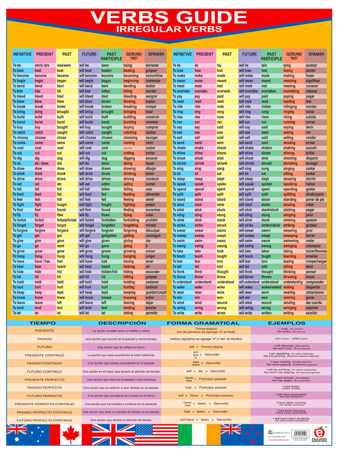 Póster Verbs Guide (Regular/Irregular) | Polillita Material Didáctico