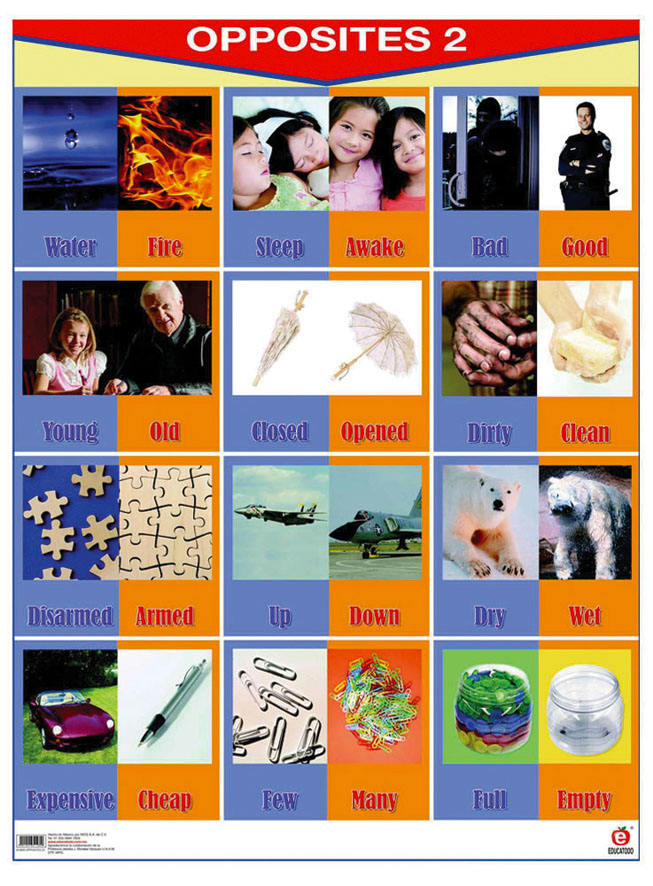 Póster Opposites 1 / Opposites 2 | Polillita Material Didáctico