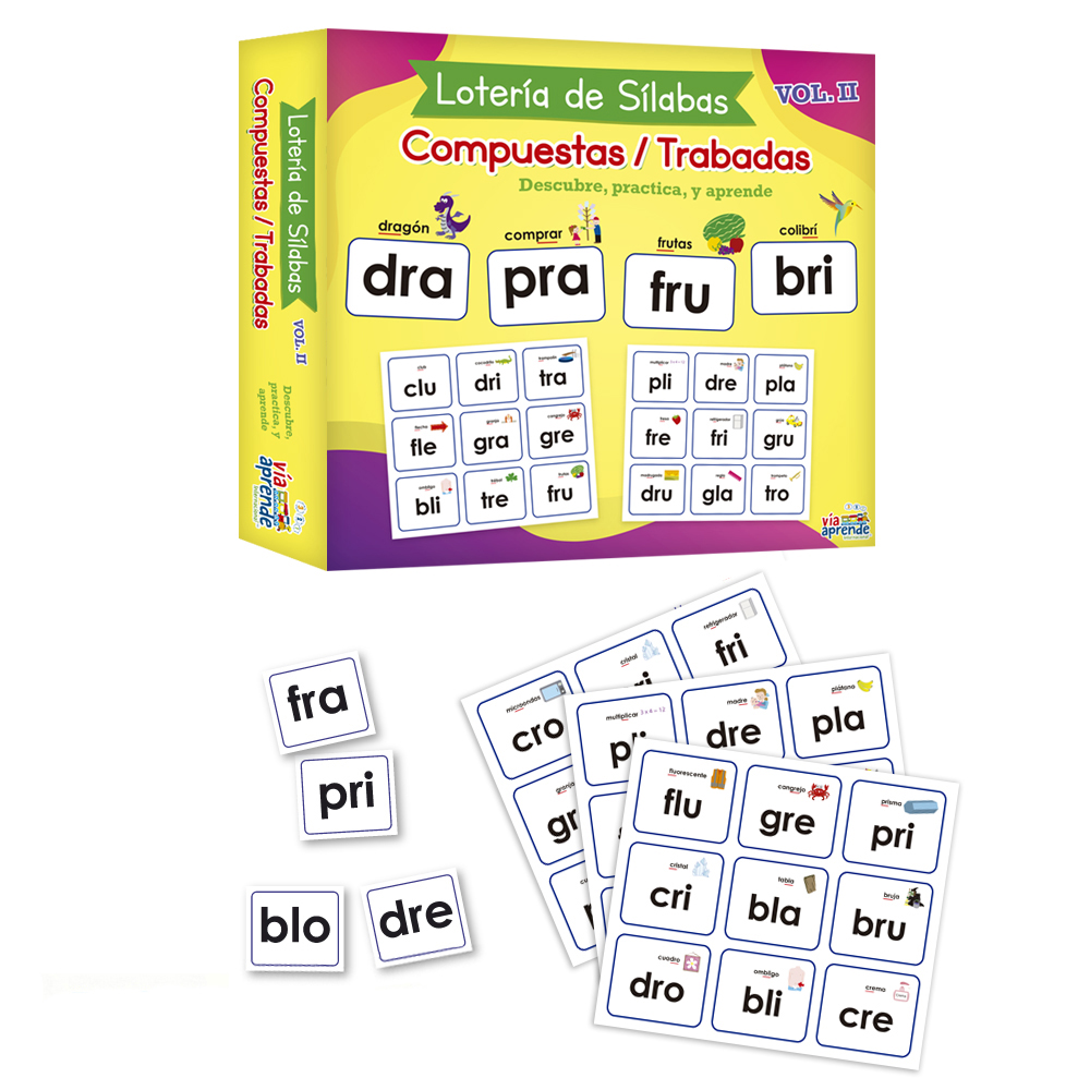 LOTERÍA SÍLABAS COMPUESTAS | Polillita Material Didáctico